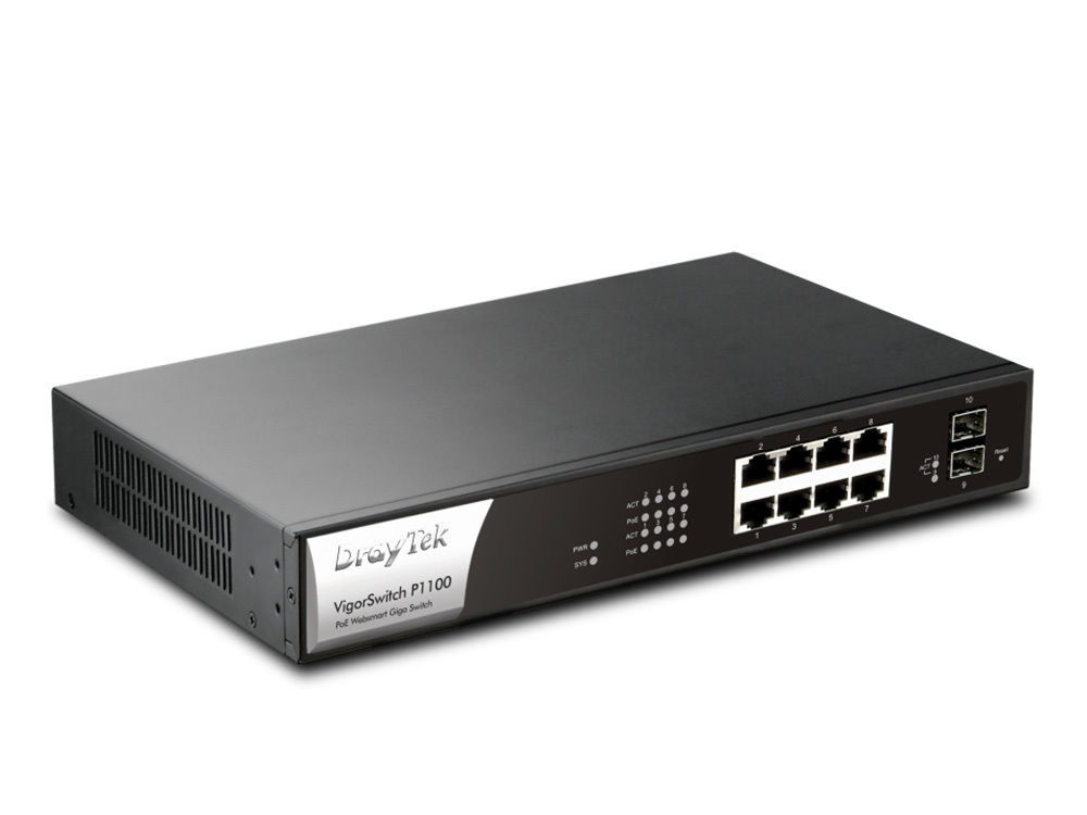 DrayTek VigorSwitch P1100 PoE Switch - 5PK - DSL-Warehouse